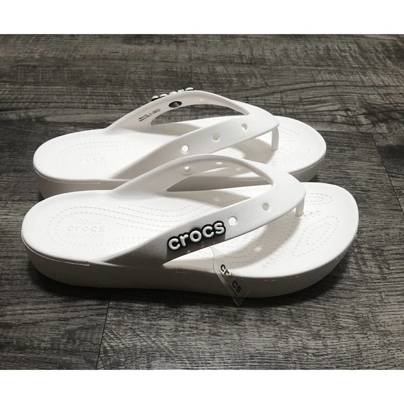 CROCS | Shoes | Crocs Womens Classic Sz 9 White Platform Flip Flop ...